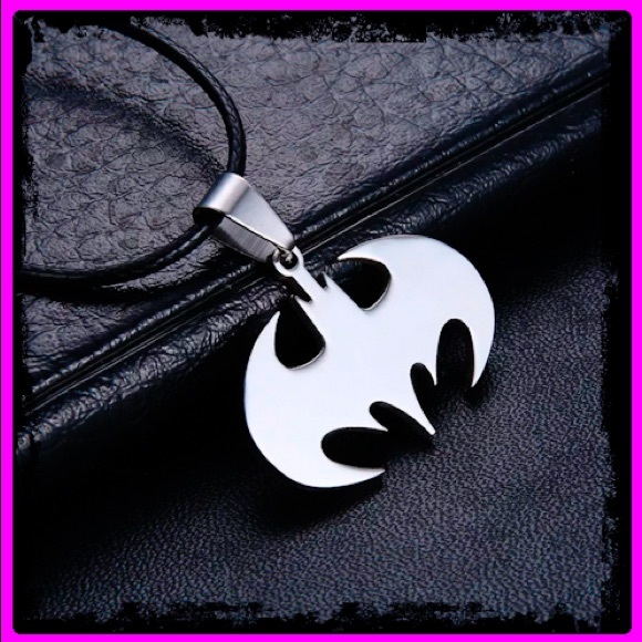 Batman | Accessories | Stainless Steel Leather Batman Necklace | Poshmark